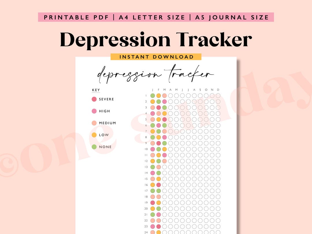 Depression Tracker, A5 Printable Journal Page, Planner Page, Depression ...