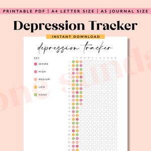 Depression Tracker, A5 Printable Journal Page, Planner Page, Depression ...