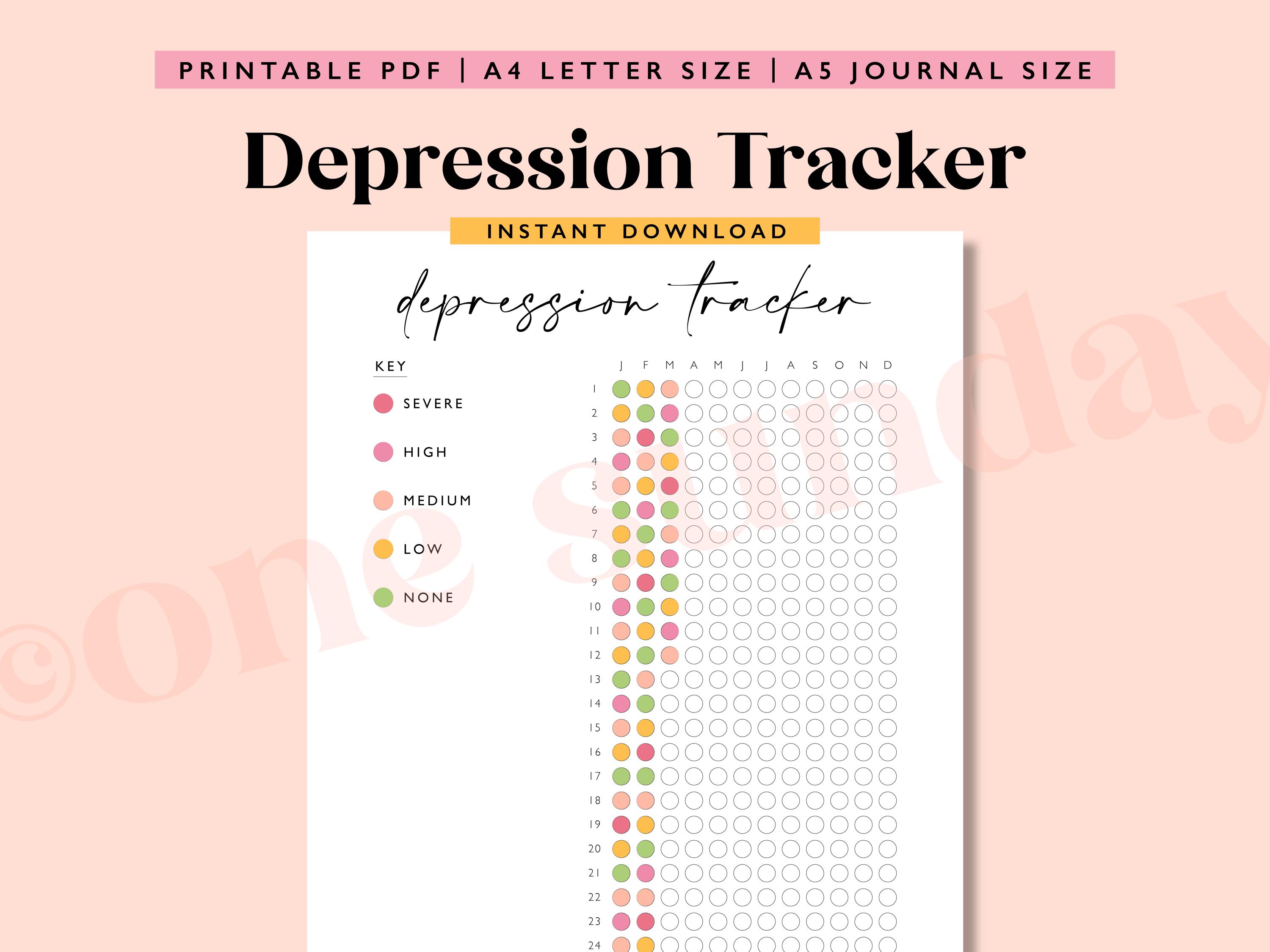 Depression Tracker, A5 Printable Journal Page, Planner Page, Depression ...