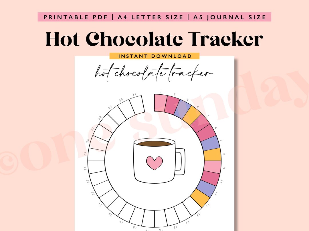 Hot Chocolate Tracker, Printable Journal Page, Planner Page, A5 Journal ...
