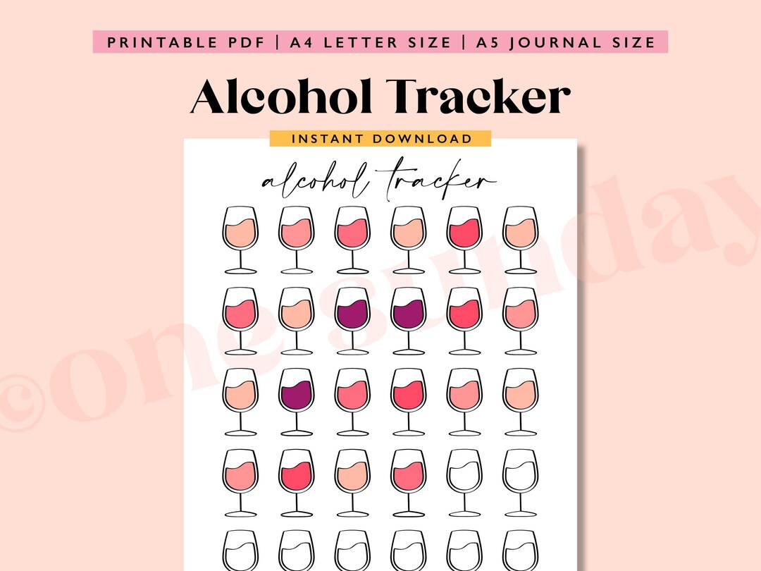 Alcohol Tracker, Printable Journal Page, Planner Page, A5 Journal Page ...