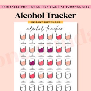 Alcohol Tracker, Printable Journal Page, Planner Page, A5 Journal Page ...