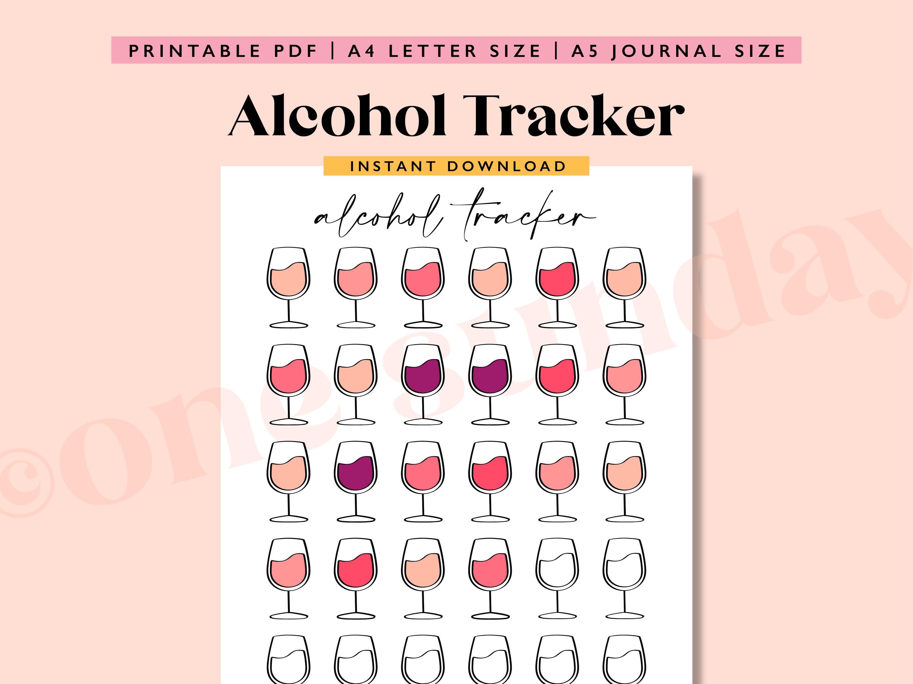 Alcohol Tracker, Printable Journal Page, Planner Page, A5 Journal Page ...