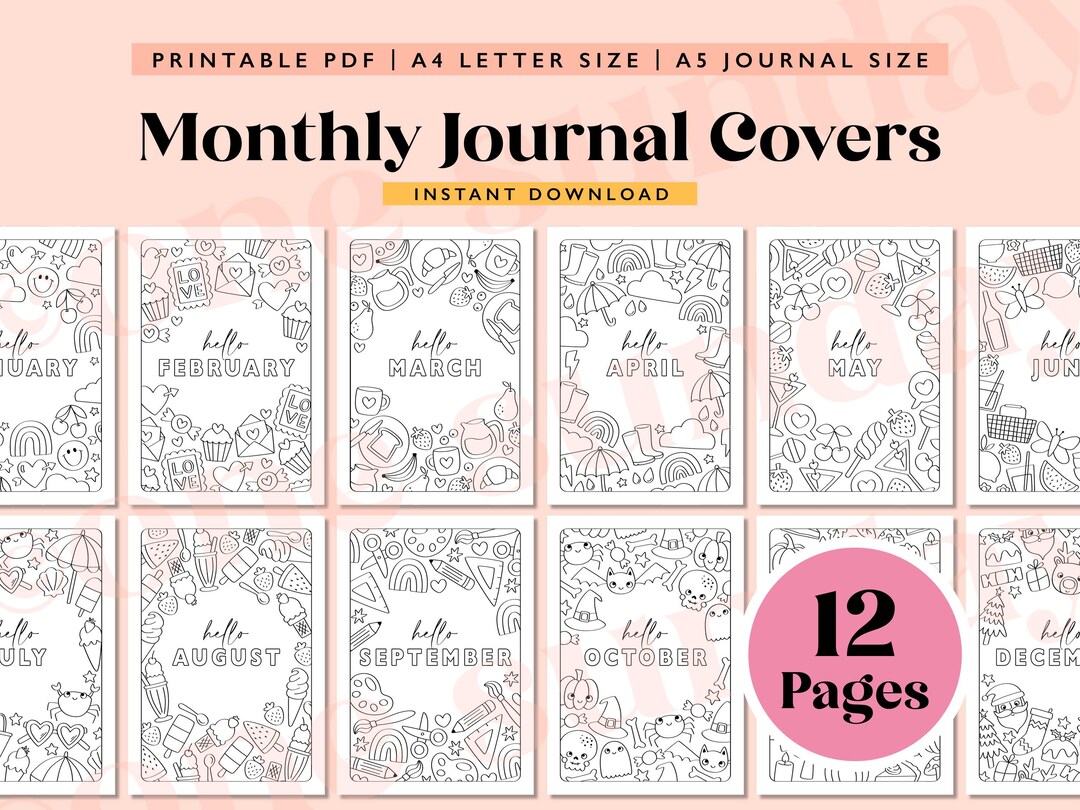 2026 Monthly Journal Cover Pages: A5 Printable Planner (PDF) - Etsy