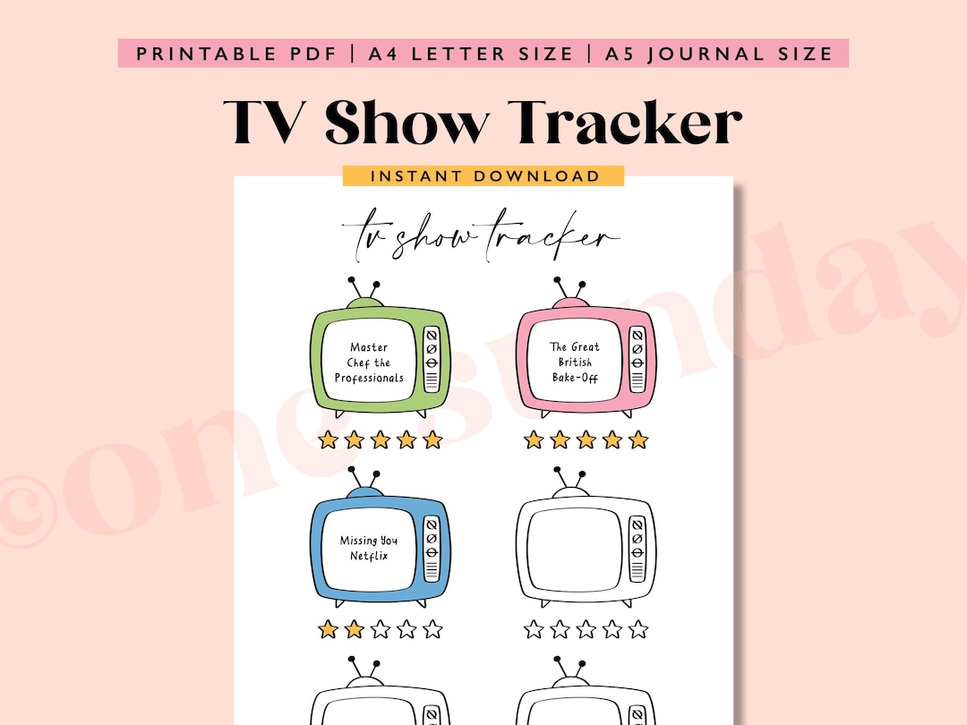 Shows Watched Tracker, TV Show Tracker, A5 Journal Page Printable ...