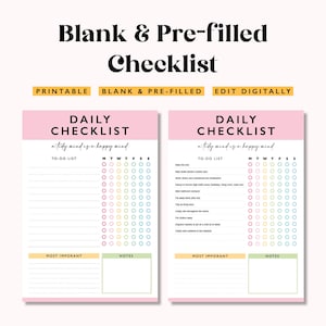 Editable Daily Cleaning Checklist: Printable Chore Chart (digital ...