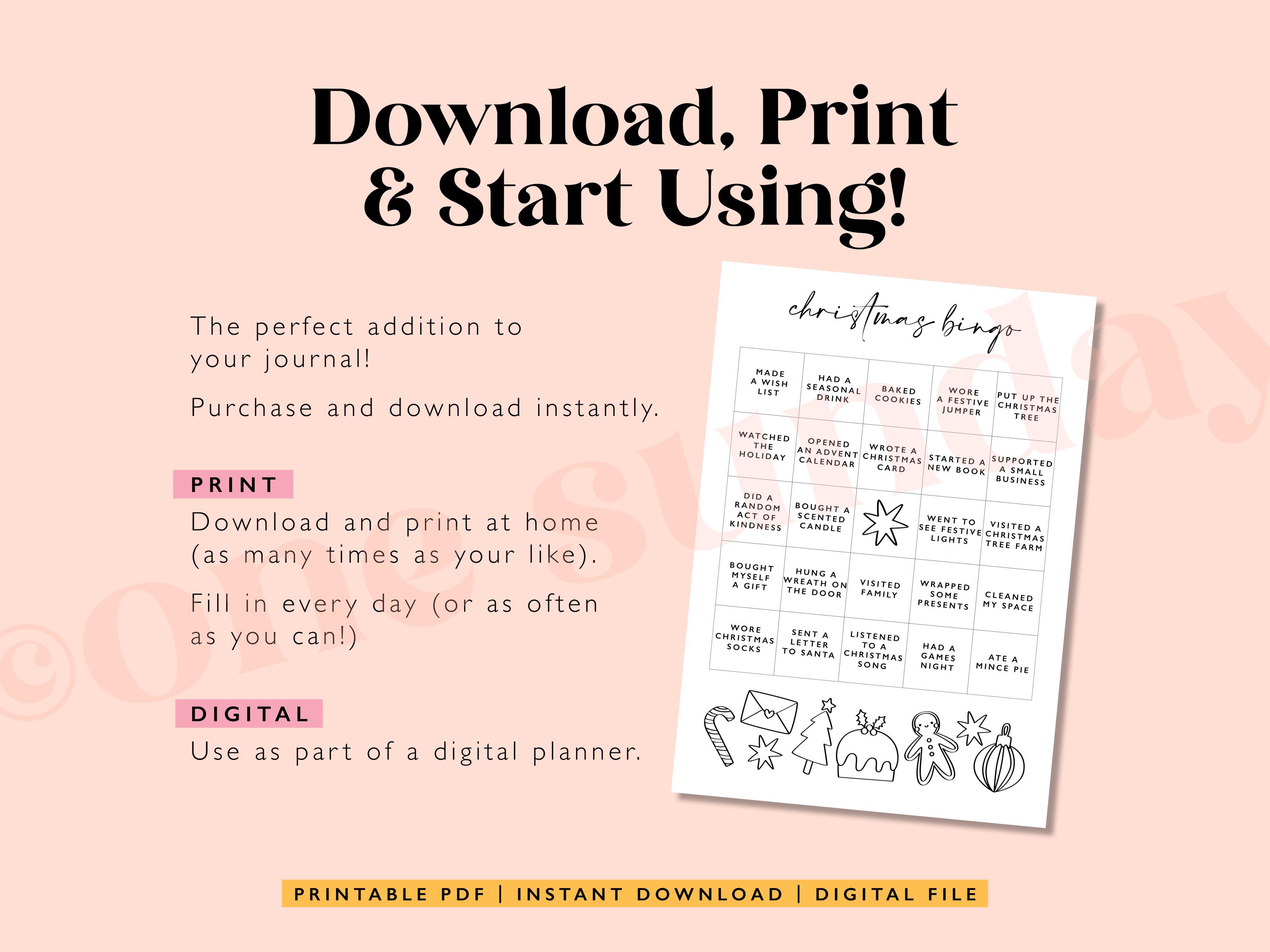 Christmas Bingo Tracker: Printable Journal Page (digital Download) - Etsy