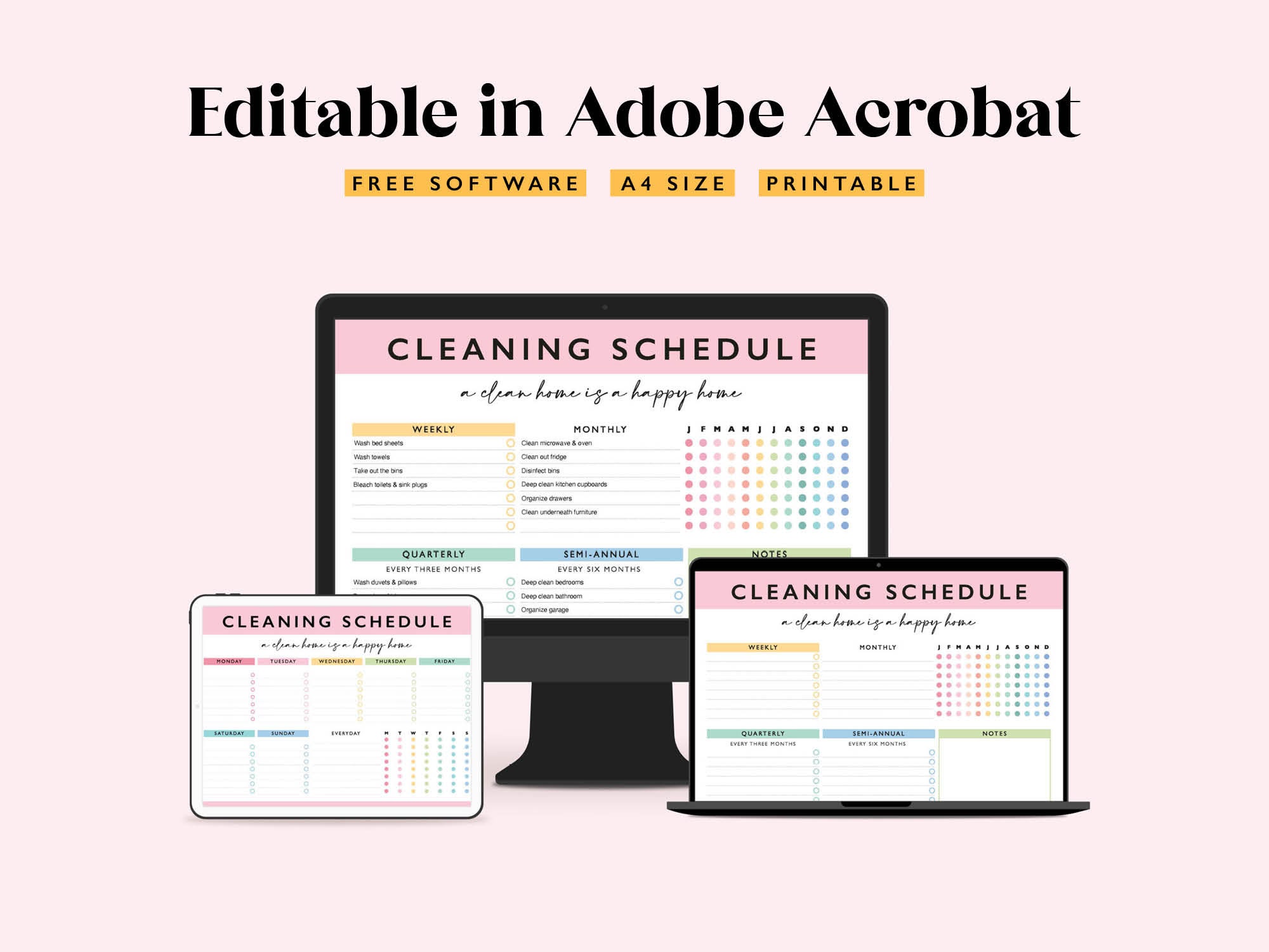 Editable Cleaning Schedule, Digital Cleaning Checklist, Chore List ...