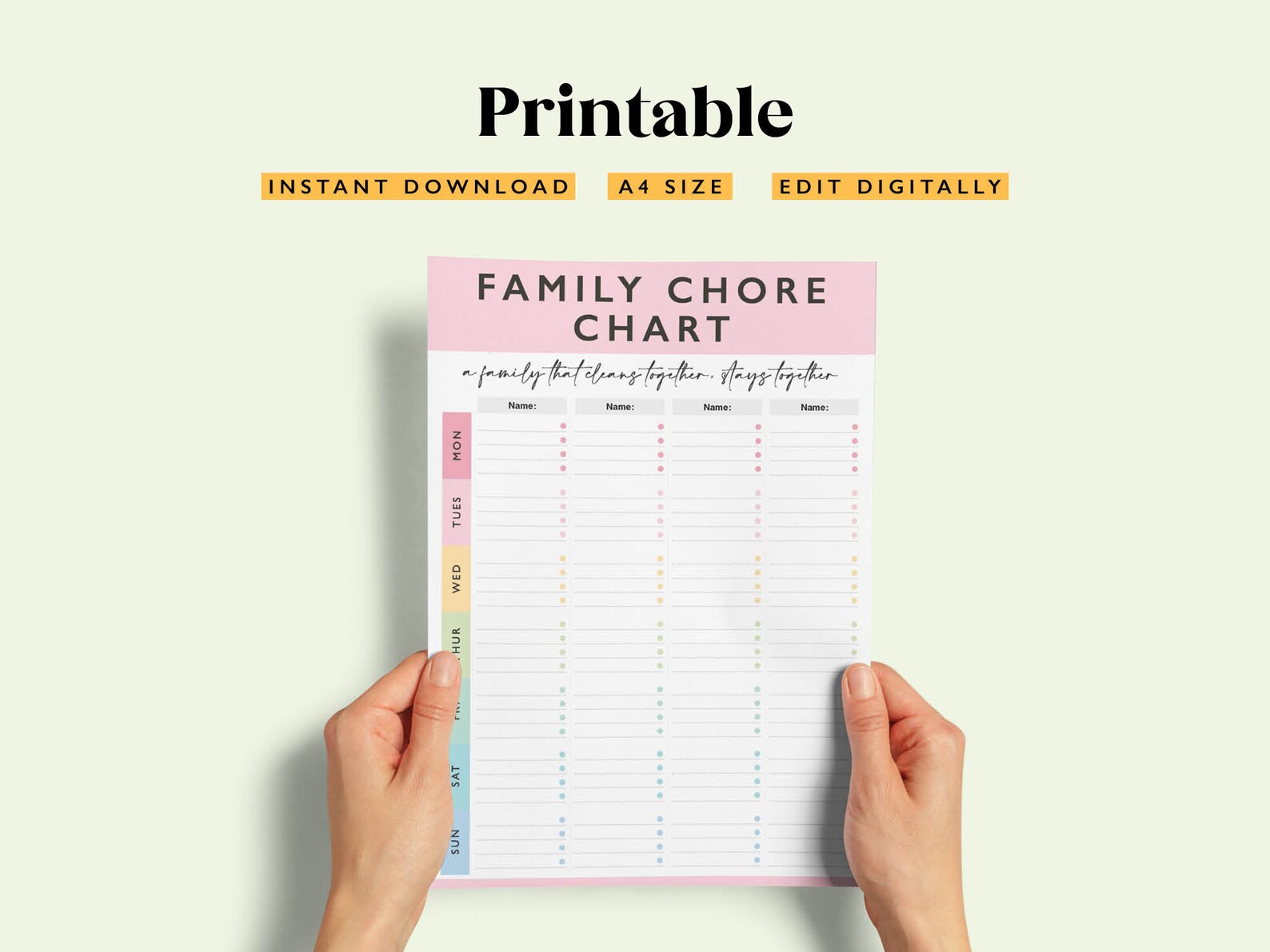 Editable Chore Chart, Chore Chart for Adults, Cleaning Checklist, 2 Kid ...