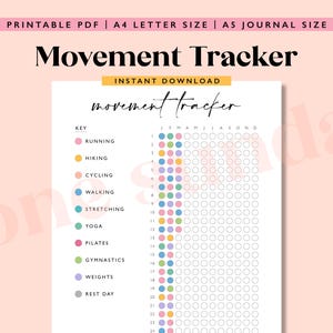 Movement Tracker: Yearly Fitness Planner, A5 Journal (digital Download ...