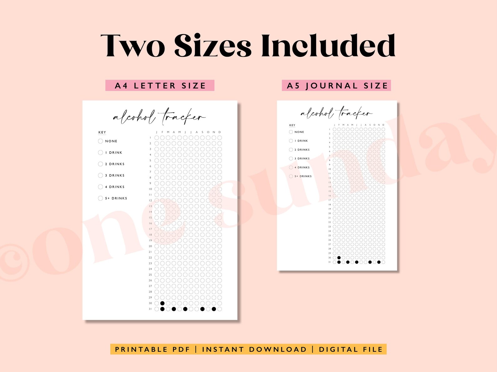 Alcohol Tracker, A5 Journal Page Printable, Printable Journal Page ...