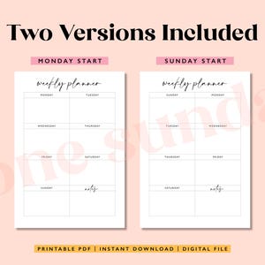 Weekly Planner, Monday to Sunday Planners, A5 Journal Page Printable ...