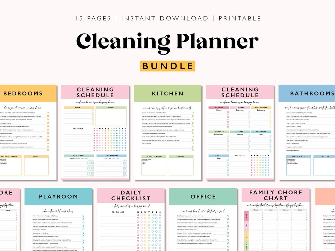 Cleaning Planner Bundle: Weekly, Monthly, Yearly Schedules (printable ...