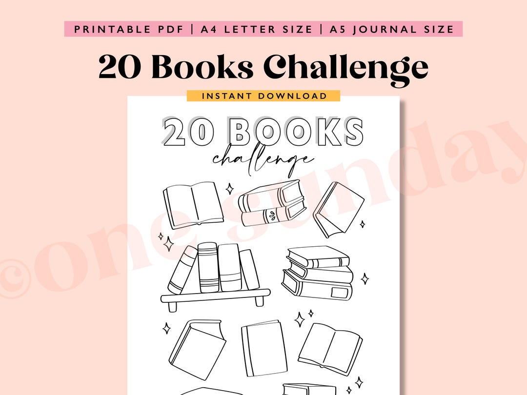 20 Book Challenge Tracker: Printable Reading Journal (A5, A4 PDF) - Etsy