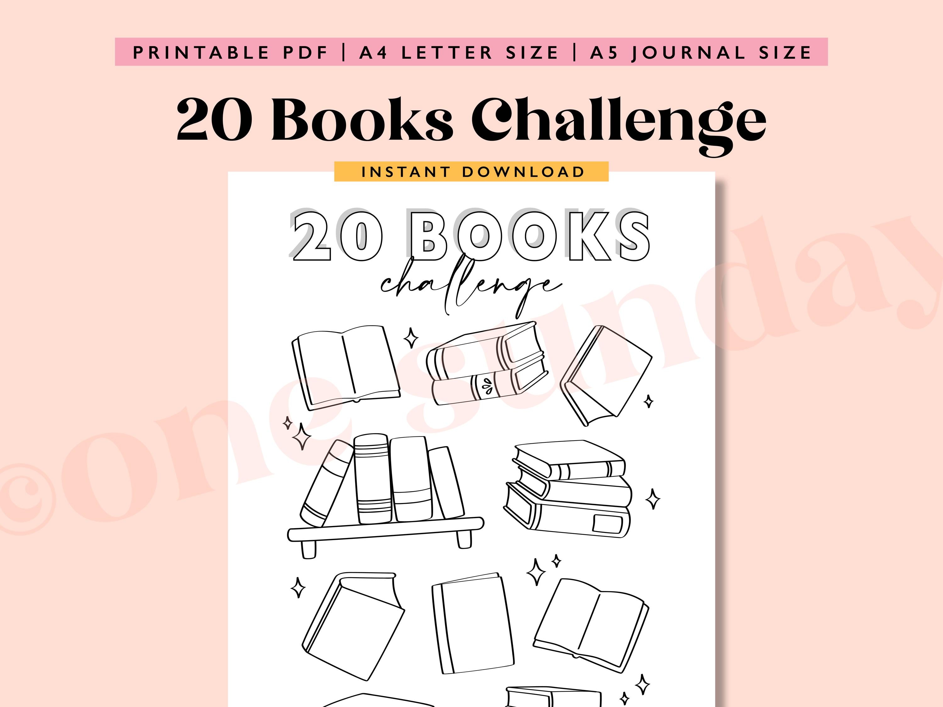 20 Book Challenge Tracker: Printable Reading Journal (A5, A4 PDF) - Etsy