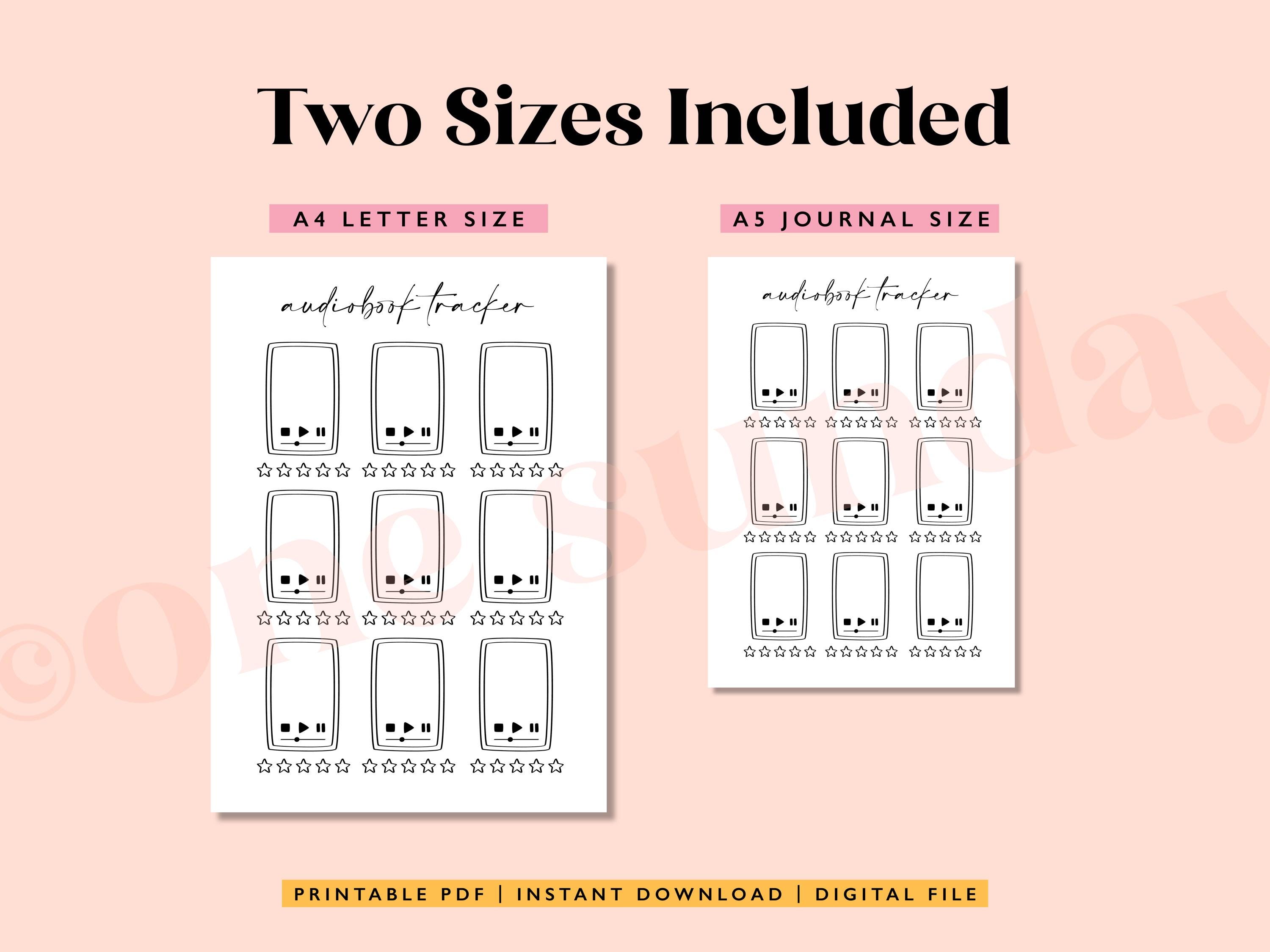 Audiobook Tracker, A5 Journal Page Printable, Reading Tracker ...
