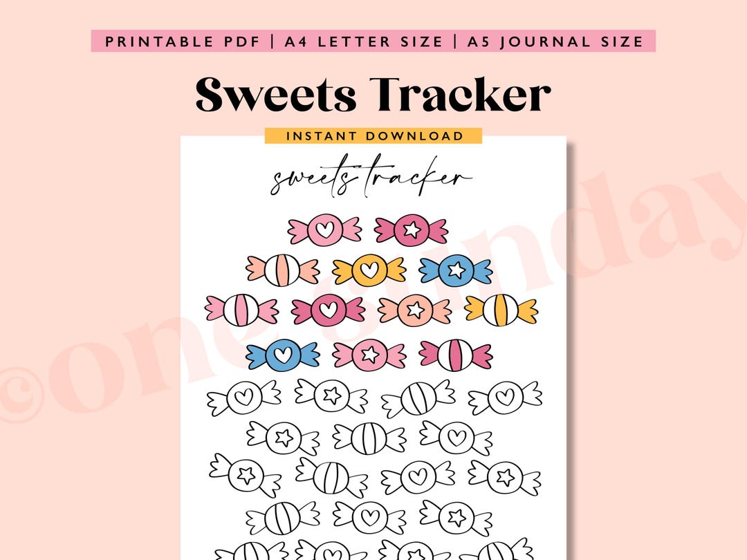Sweets Tracker, A5 Journal Page Printable, Habit Tracker, Printable ...