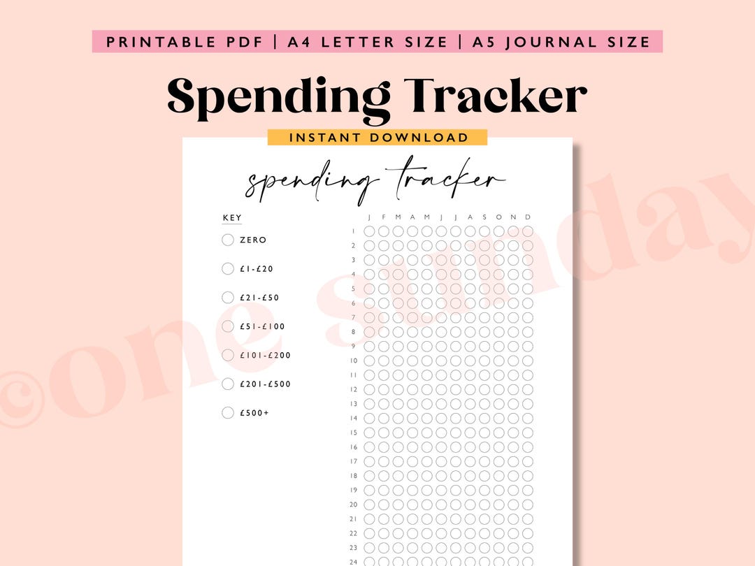 Yearly Spending Tracker: A5 Printable Journal (digital Download) - Etsy