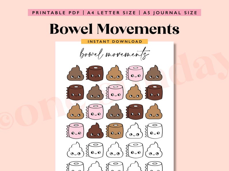 Bowel Movement Tracker, Printable Journal Page, Poop Tracker, Health ...