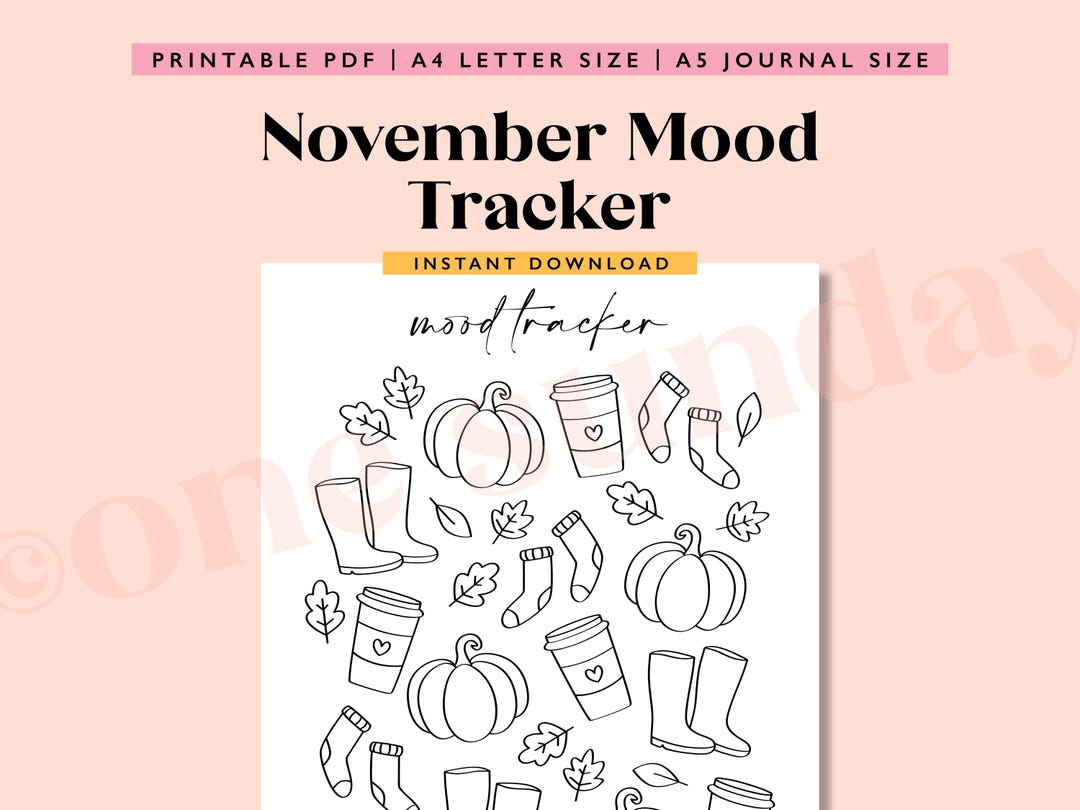 November Mood Tracker: Printable Journal Page (A4/A5) (digital Download ...