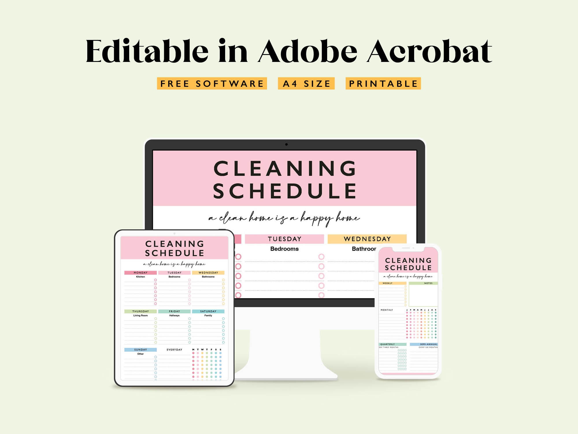 Editable Cleaning Checklist, Digital Cleaning Schedule, Chore List ...