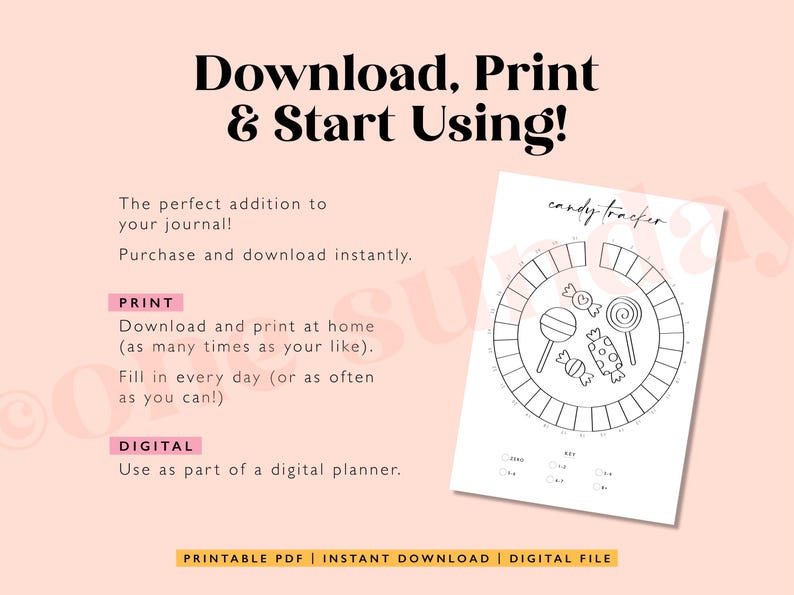 Candy Tracker: Printable A5 Journal Page (digital Download) - Etsy