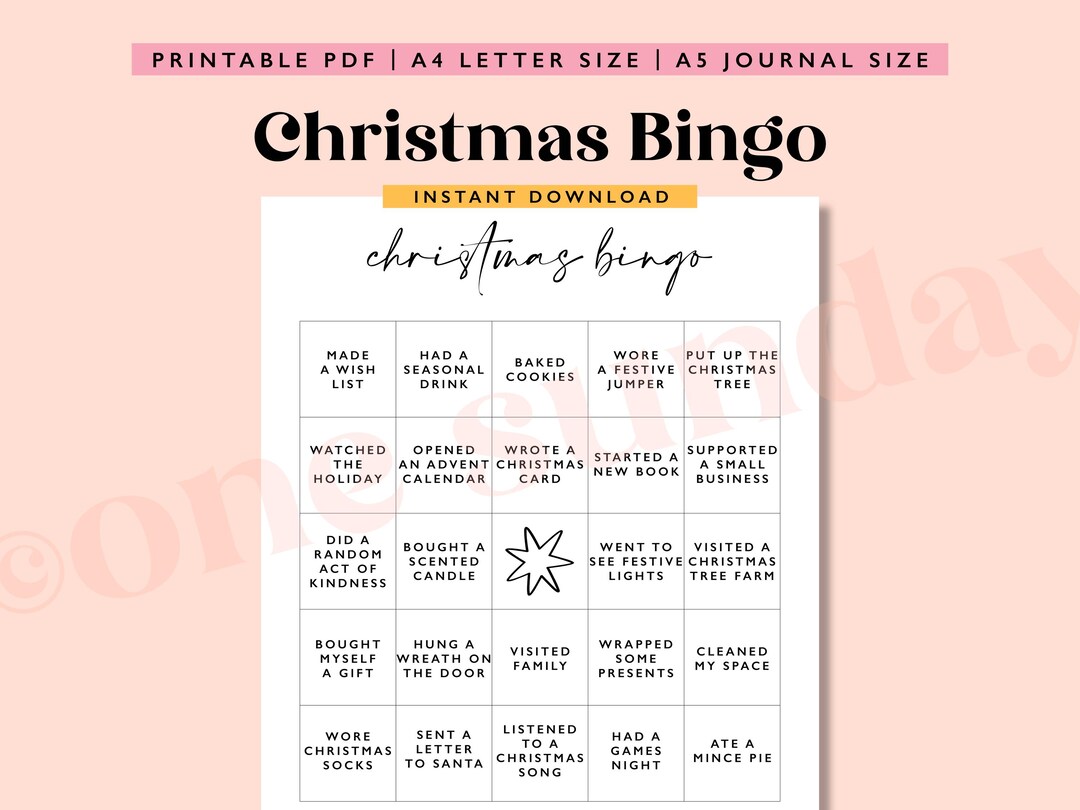 Christmas Bingo Tracker, Tracker Journal Page, A5 Journal Page ...