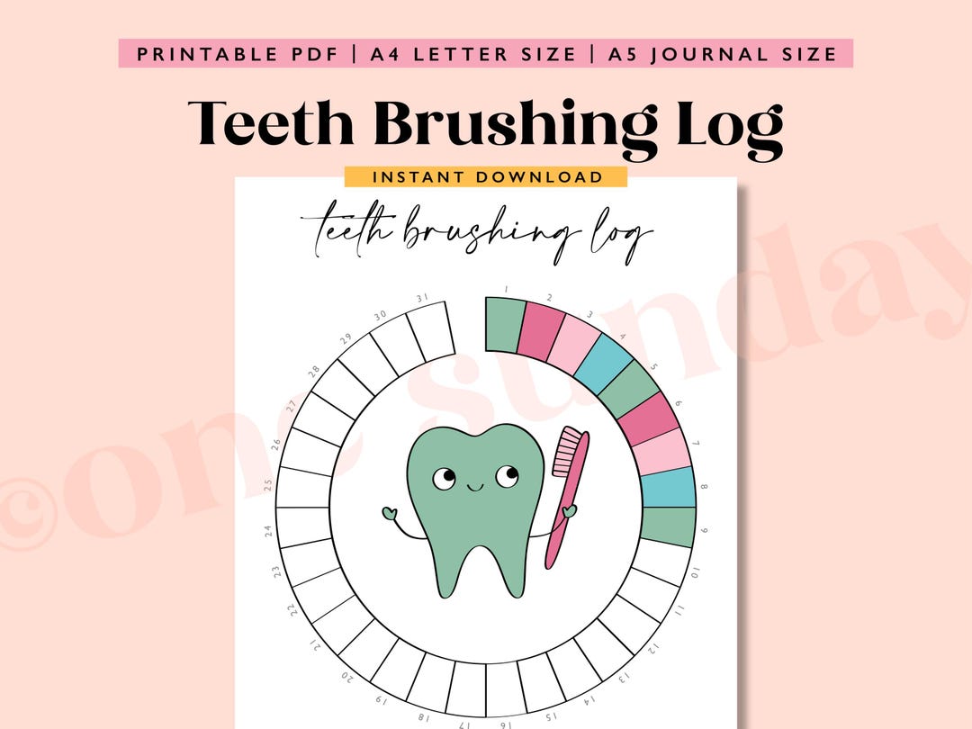 Teeth Brushing Tracker: A5 Printable Journal Page (PDF) - Etsy