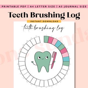 Teeth Brushing Tracker, A5 Journal Page Printable, Printable Journal ...