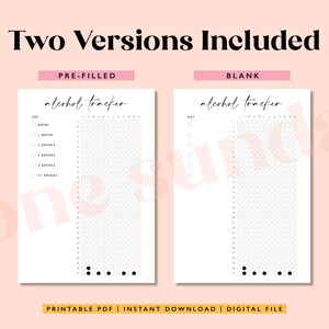 Alcohol Tracker, A5 Journal Page Printable, Printable Journal Page ...