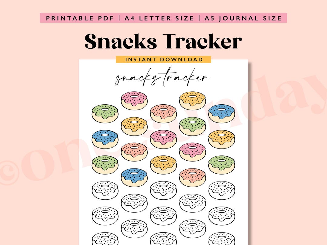 Snacks Tracker, A5 Journal Page Printable, Habit Tracker, Printable Journal Page, Habit Tracker ...