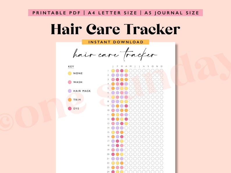 Hair Care Tracker: Printable Yearly Habit Log (A4/A5 PDF Download - Etsy