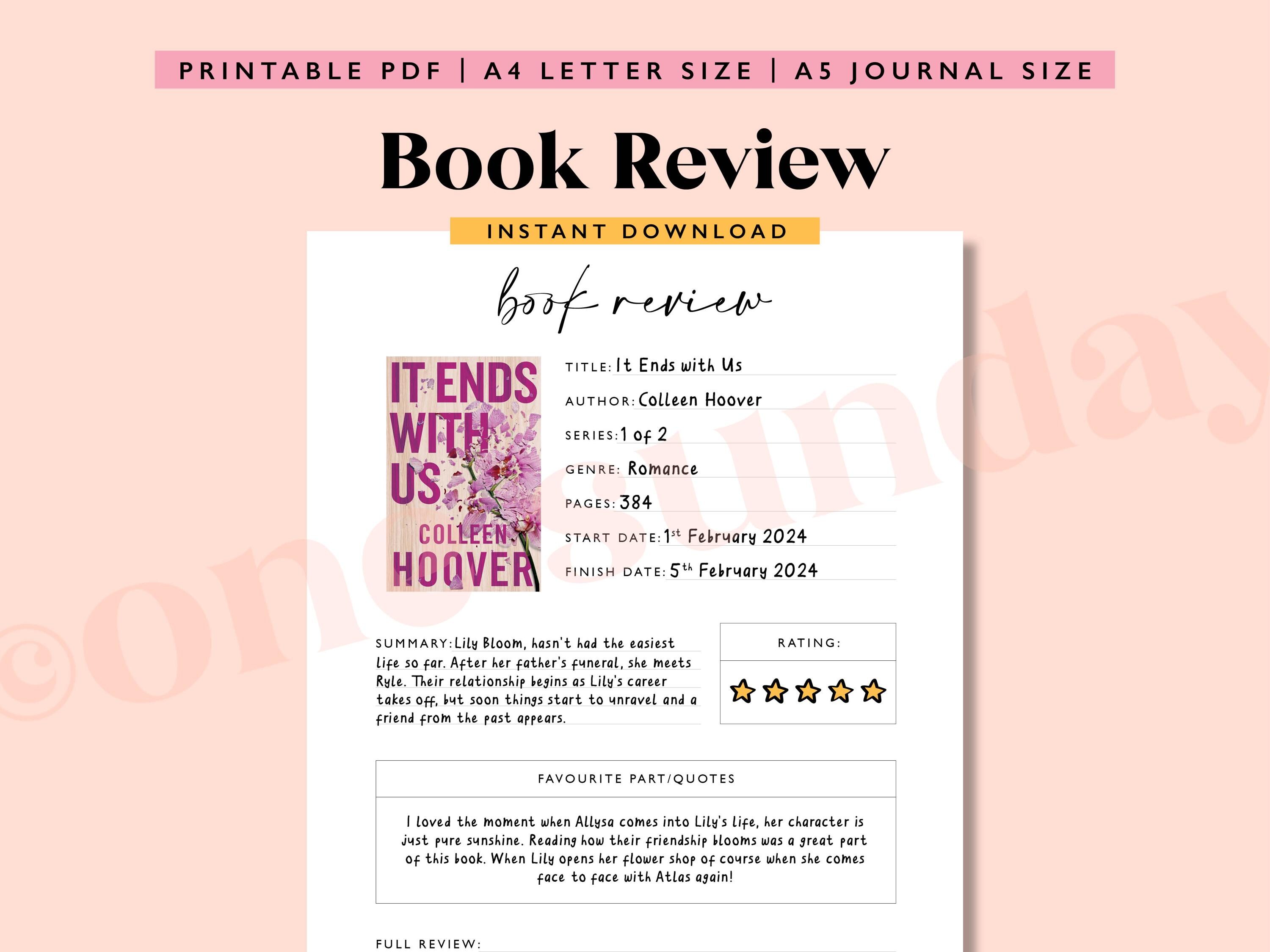 Book Review Tracker: A5 Reading Journal Printable (PDF) - Etsy
