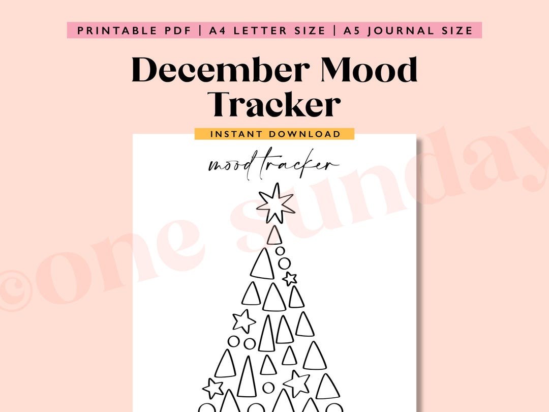 December Mood Tracker, Mood Tracker Journal Page, A5 Journal Page, Mood ...