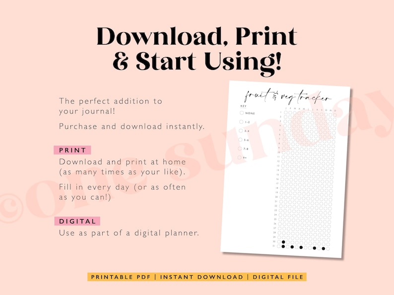 Fruit & Veg Tracker: A5 Printable Journal Page (PDF Download) - Etsy