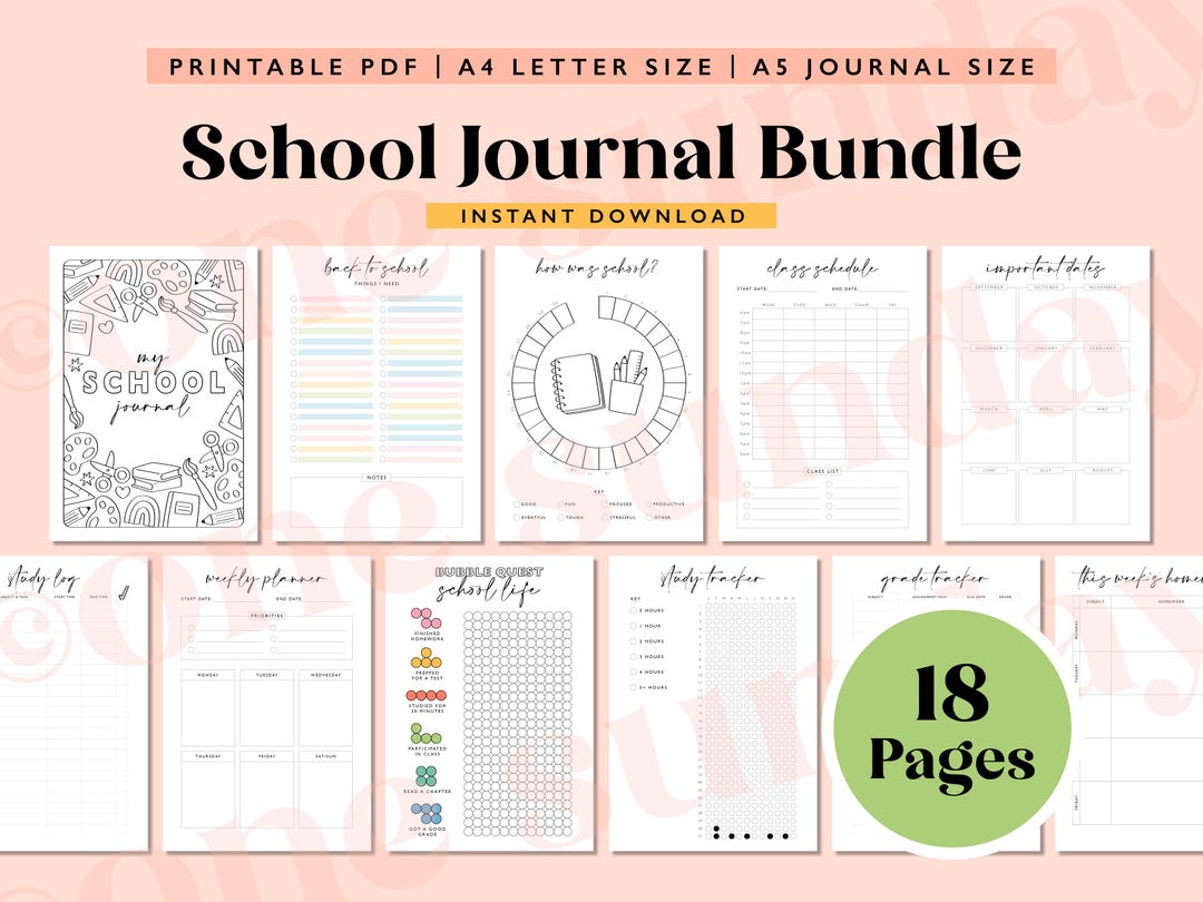 Printable School Planner, Student Journal, Weekly Planner, Homework ...