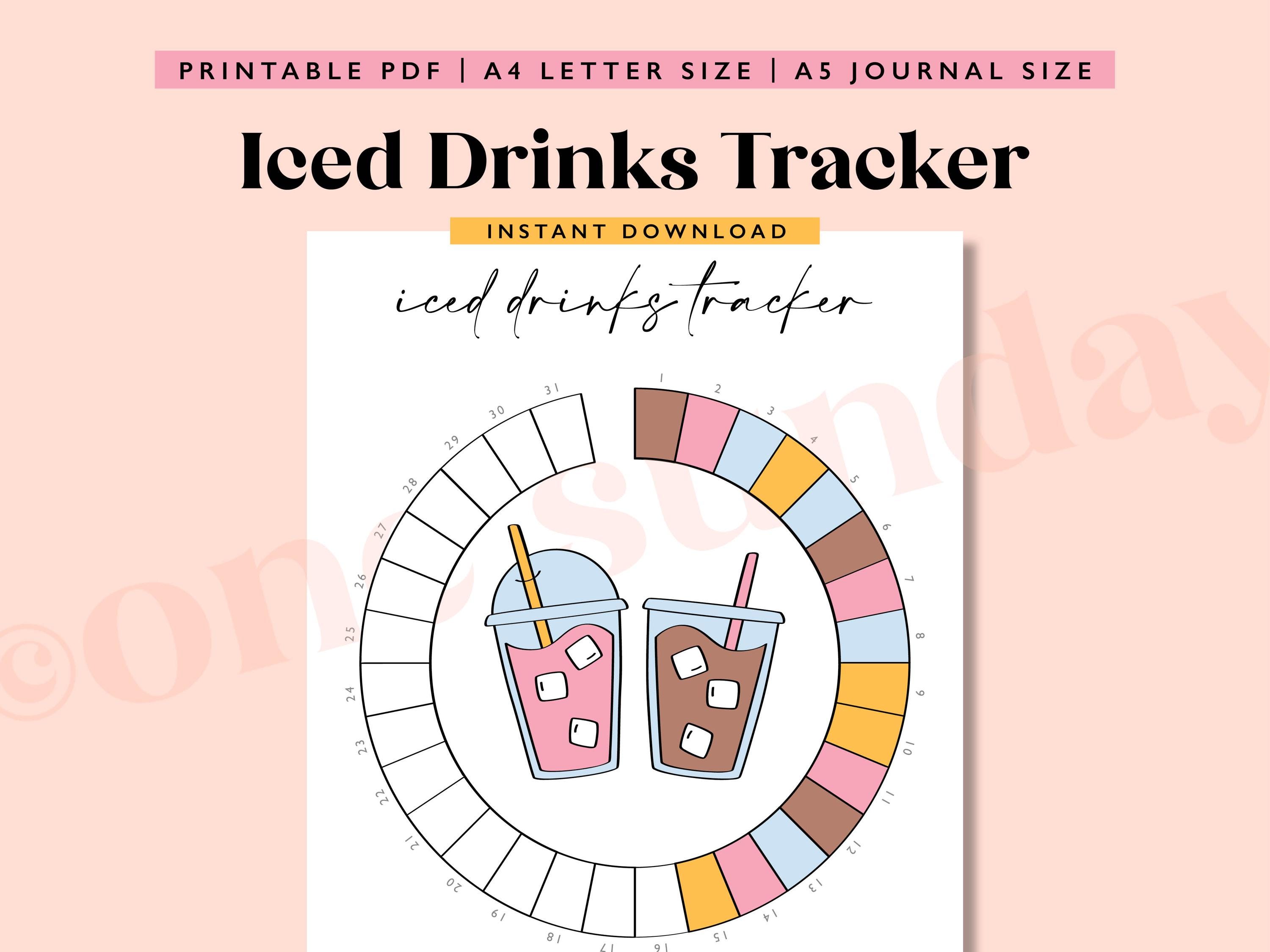 Iced Drinks Tracker: Monthly Printable Journal (digital Download) - Etsy