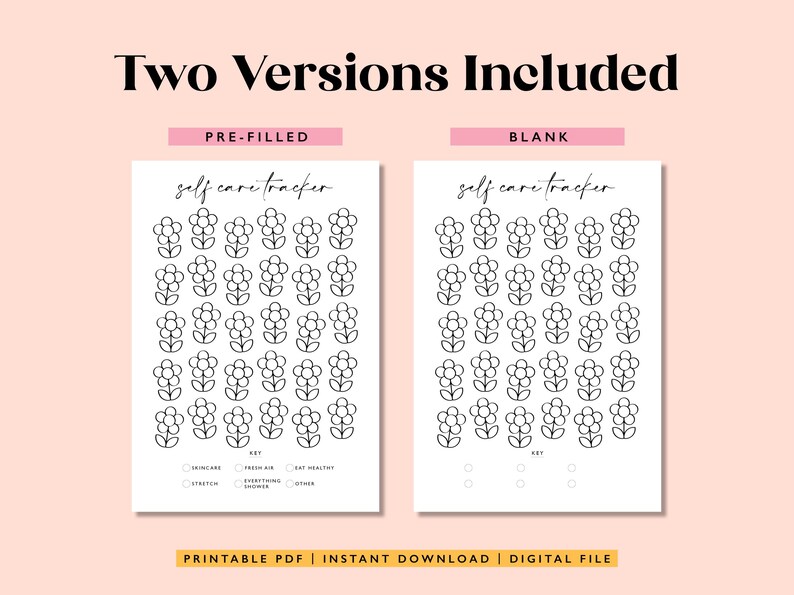 Flower Self Care Tracker: A5 Printable Journal (PDF Download) - Etsy