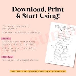 10 Book Challenge Reading Tracker: A5 Printable Journal (PDF) - Etsy