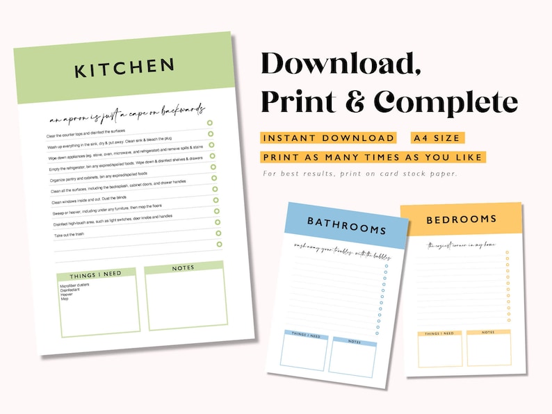 Editable Room Cleaning Checklist: Printable Cleaning Schedule (PDF) - Etsy