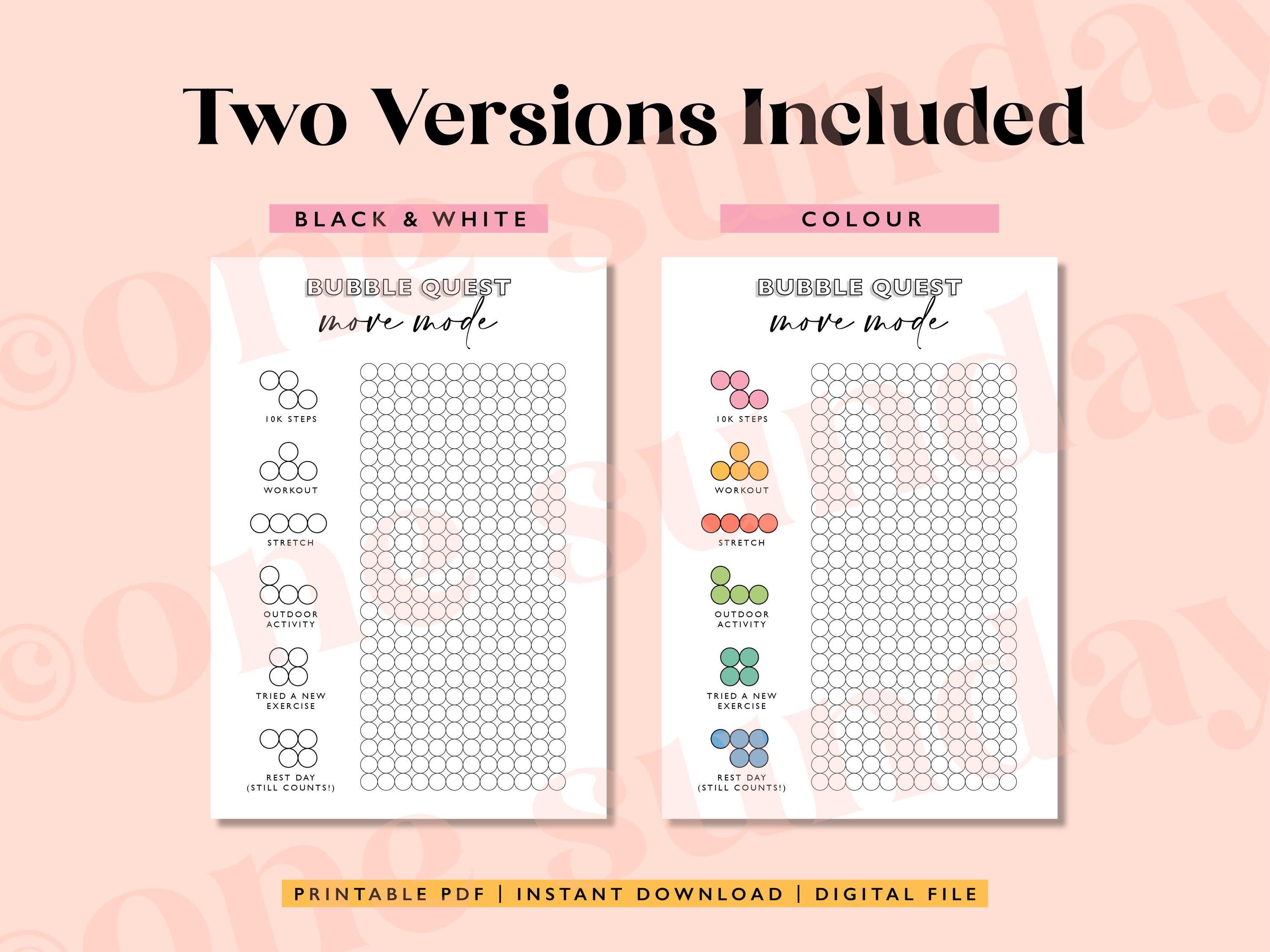 Printable Move Tracker: Fun Exercise Habit Journal (A4/A5 PDF Download ...