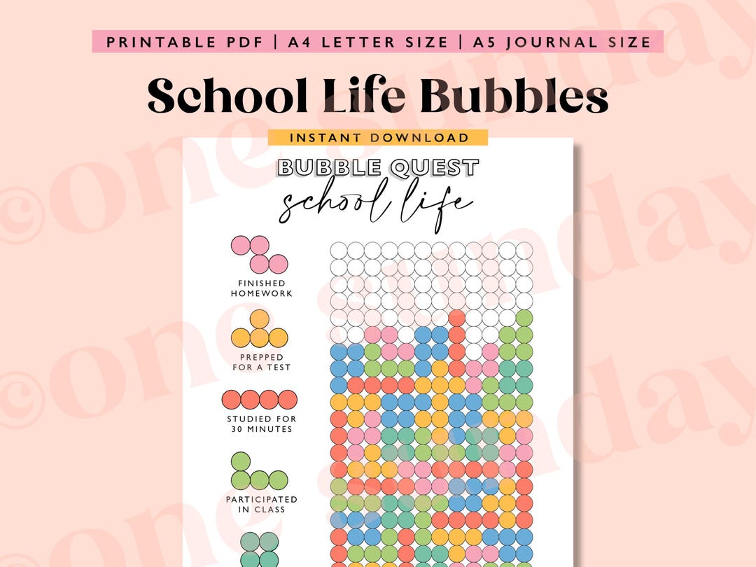Printable School Life Tracker: Fun Habit Journal Page (A4/A5 PDF ...