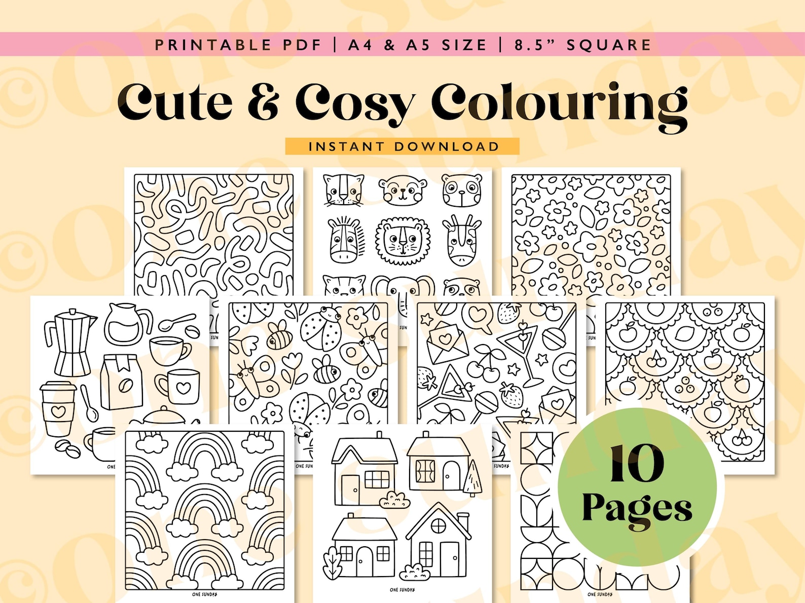 Cute and Cosy Colouring Pages, Bold and Easy Colouring, Summer ...