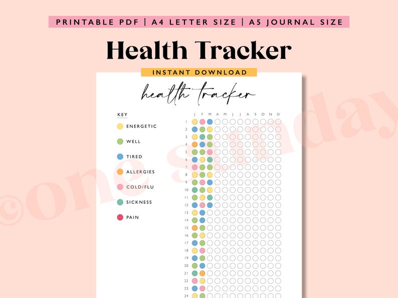 Health Tracker, Printable Journal Page, Health Planner Page, Health ...
