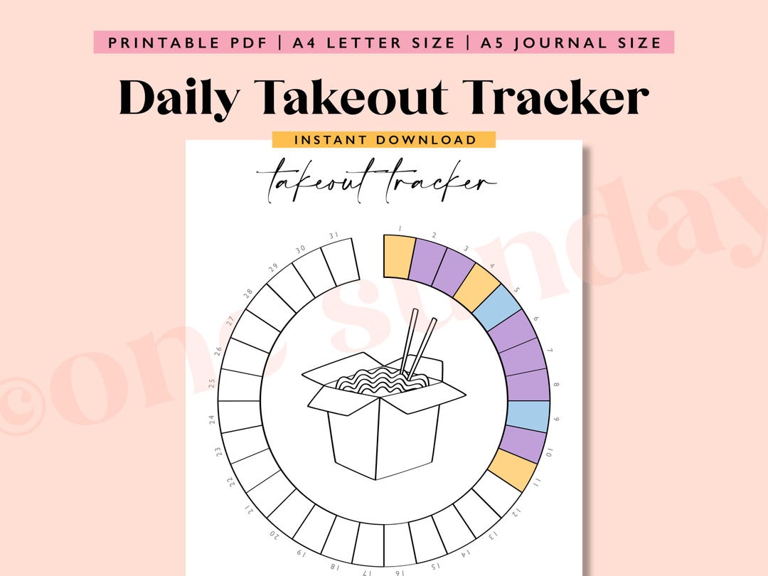 Takeout Tracker, A5 Journal Page Printable, Takeout Habit Tracker ...