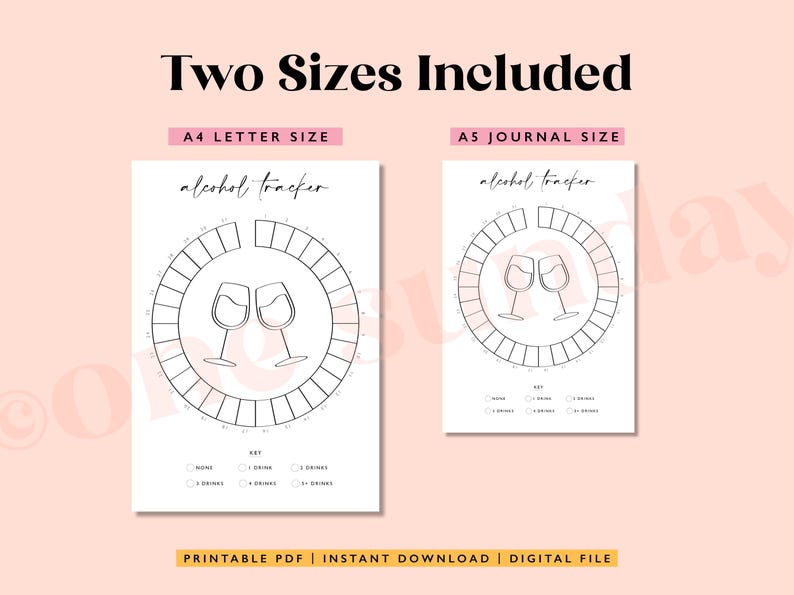 Monthly Alcohol Tracker: A5 Journal Printable (digital Download) - Etsy