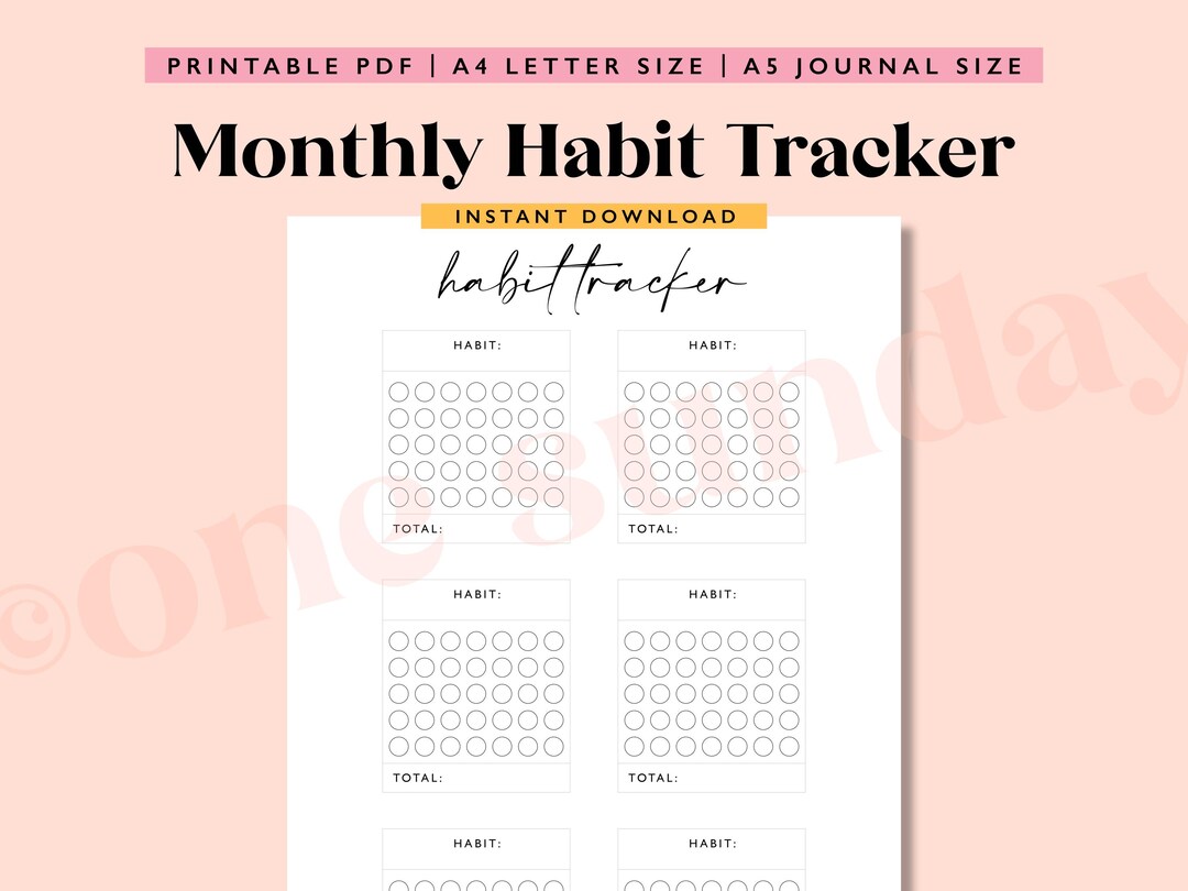 Monthly Habit Tracker: A5 Journal Printable (PDF) - Etsy