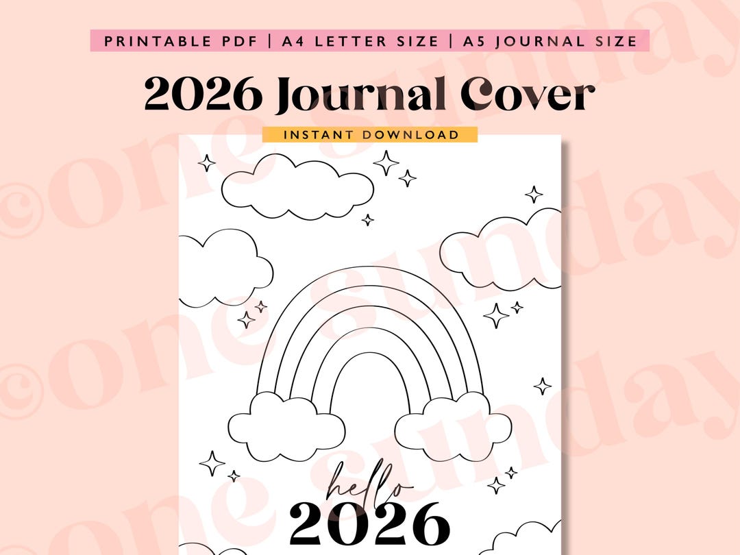 2026 Bullet Journal Cover, 2026 Journal Page, Printable Title Planner ...
