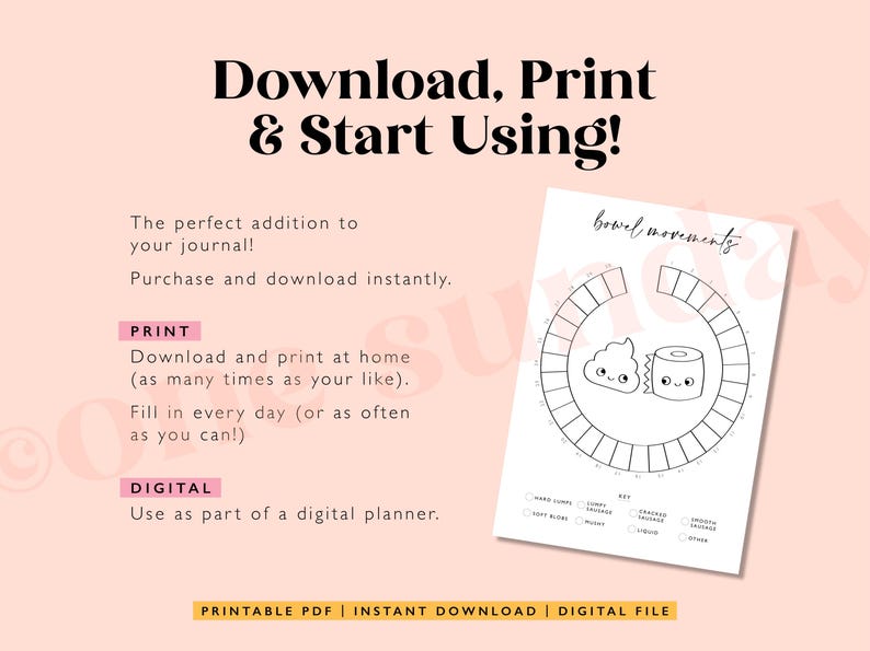 Bowel Movement Tracker: Printable Health Journal (PDF) - Etsy