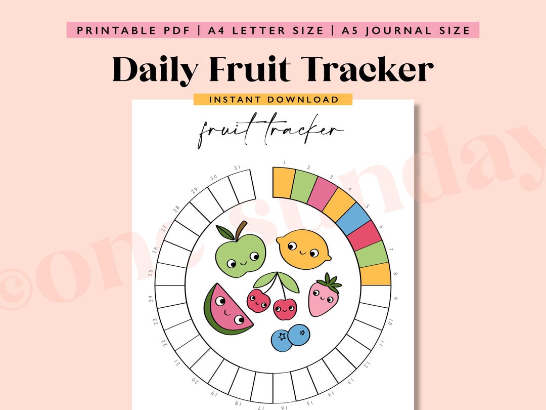 Fruit Tracker, A5 Journal Page Printable, Fruit & Veg Habit Tracker ...